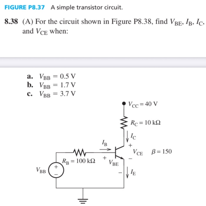 Solved FIGURE P8.37 A simple transistor circuit. 8.38 (A) | Chegg.com