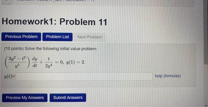 Solved (10 points) Solve the following initial value | Chegg.com