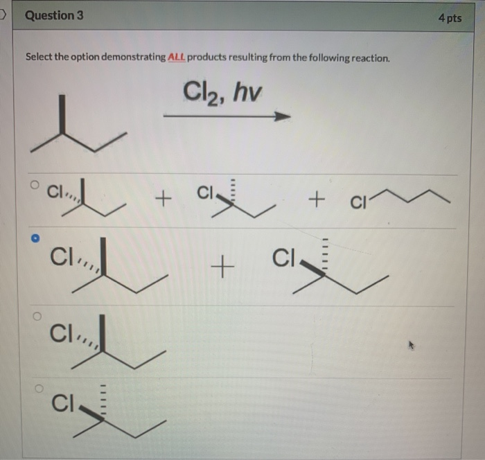 Solved >> Question 3 4 pts Select the option demonstrating | Chegg.com
