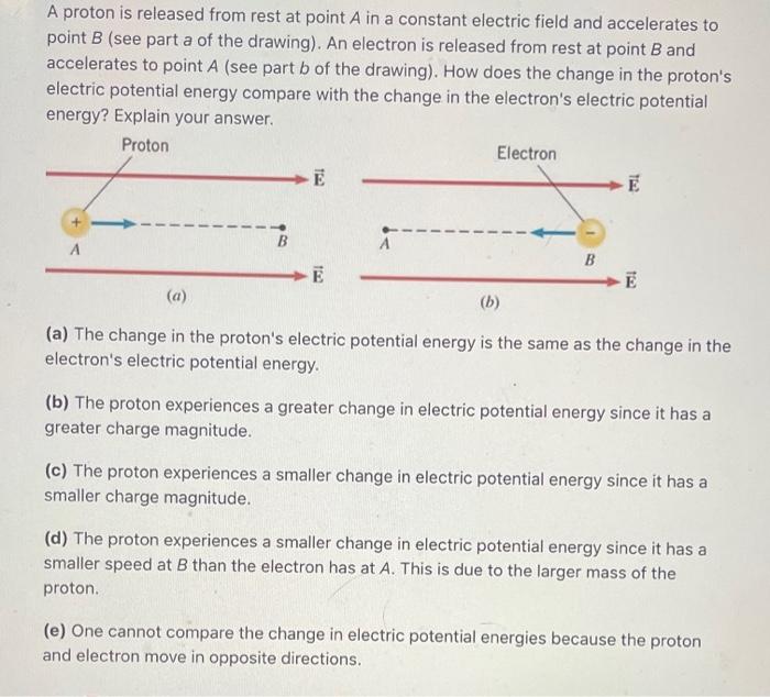 Solved A proton is released from rest at point A in a | Chegg.com
