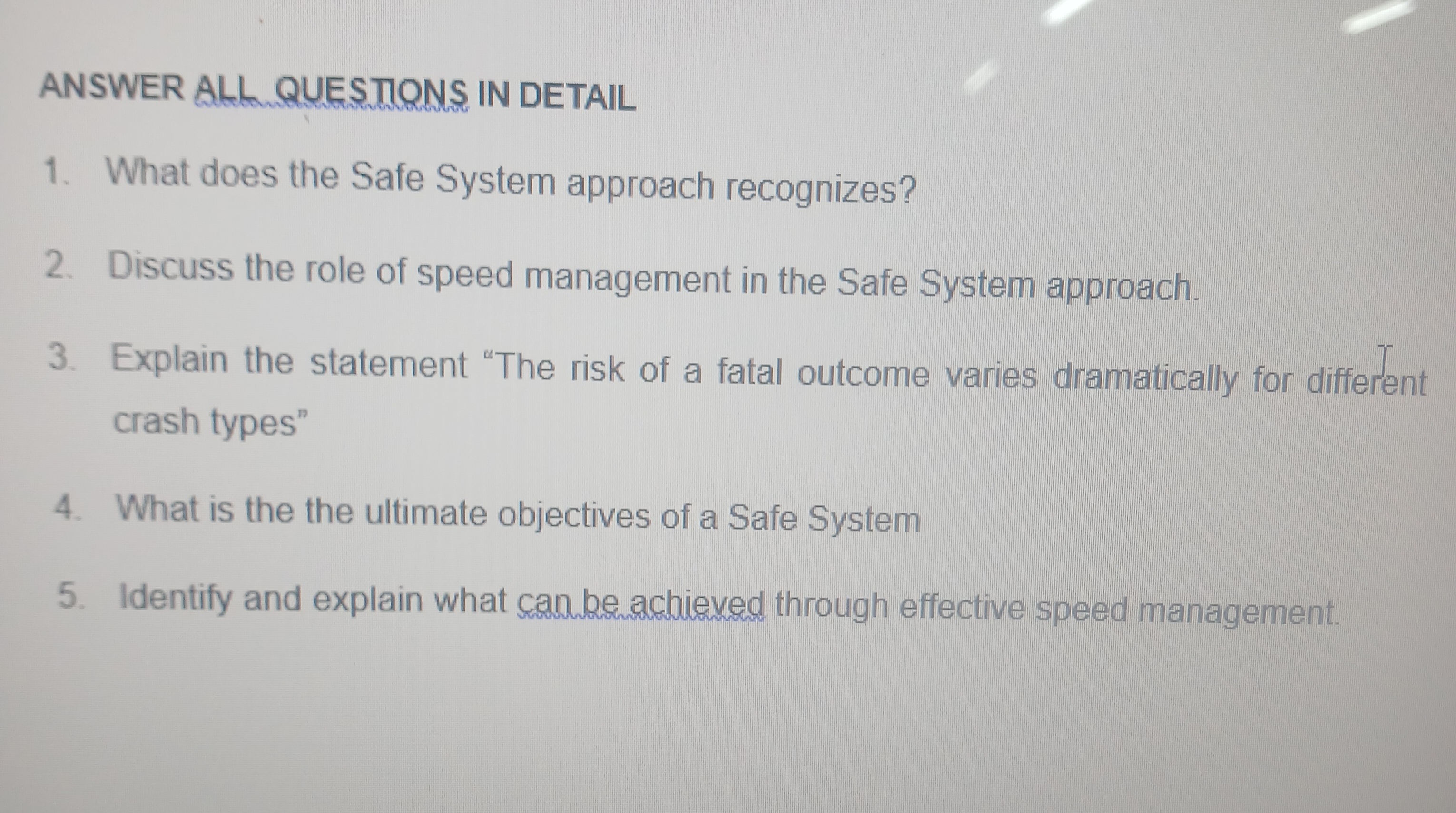 Solved ANSWER ALL QUESTIONS IN DETAIL 1. ﻿What does the Safe | Chegg.com