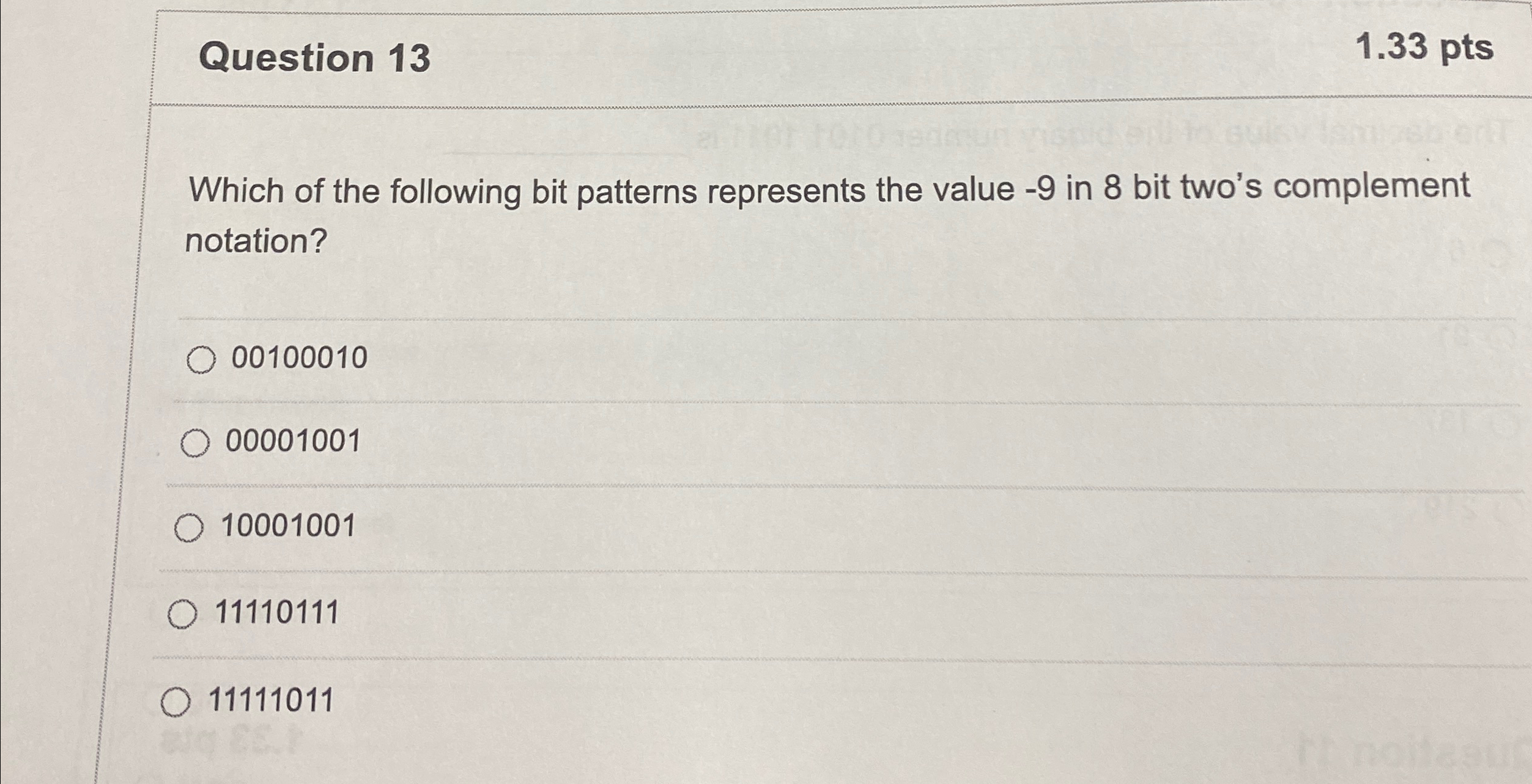 Solved Question 13133 ﻿ptswhich Of The Following Bit 