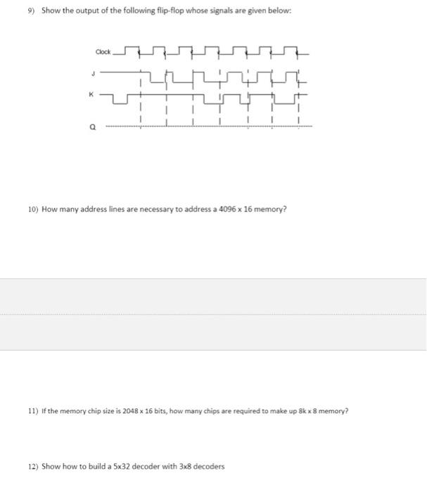 Solved 9) Show the output of the following flip-flop whose | Chegg.com
