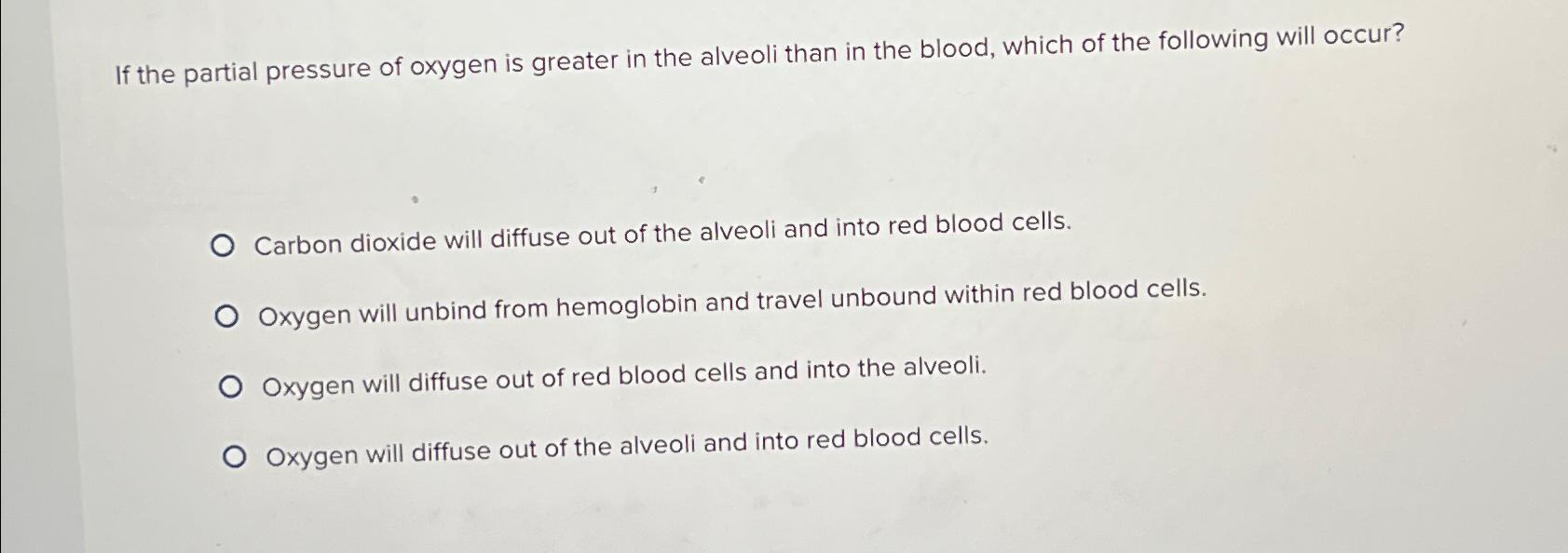 Solved If the partial pressure of oxygen is greater in the | Chegg.com