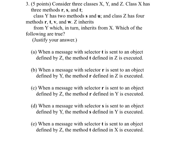 Solved 3 5 Points Consider Three Classes X Y And Z