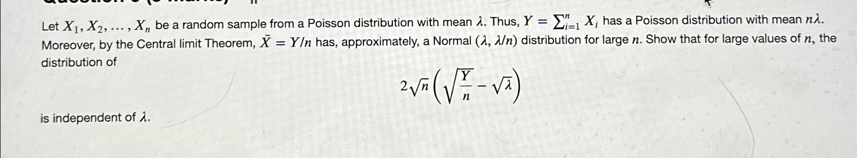 Solved Let x1,x2,dots,xn ﻿be a random sample from a Poisson | Chegg.com