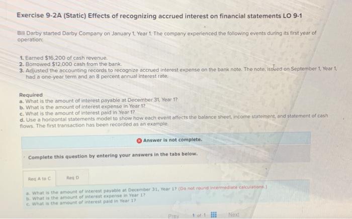Solved Exercise 9-2A (Static) Effects of recognizing accrued | Chegg.com