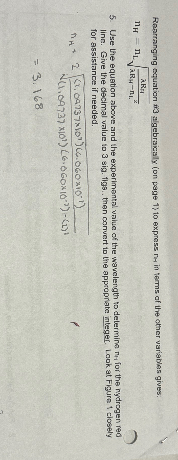 Solved Rearranging equation #3 ﻿algebraically (on page 1) | Chegg.com