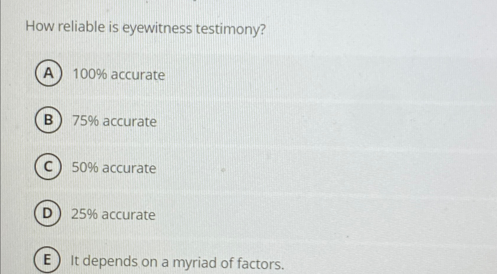 Solved How reliable is eyewitness testimony?100% | Chegg.com