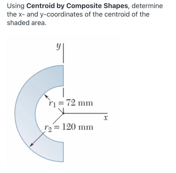 Solved Using Centroid by Composite Shapes, determine the x- | Chegg.com