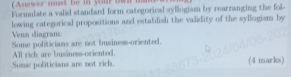 Solved Formulate a valid standard form categorical syllogism | Chegg.com