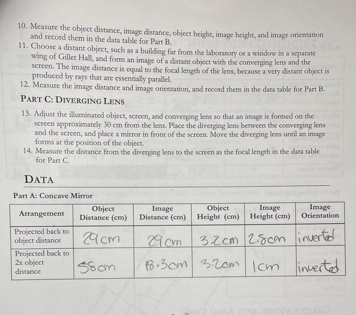 Solved Experiment 7: Mirrors and Lenses OBJECTIVES Lenses | Chegg.com
