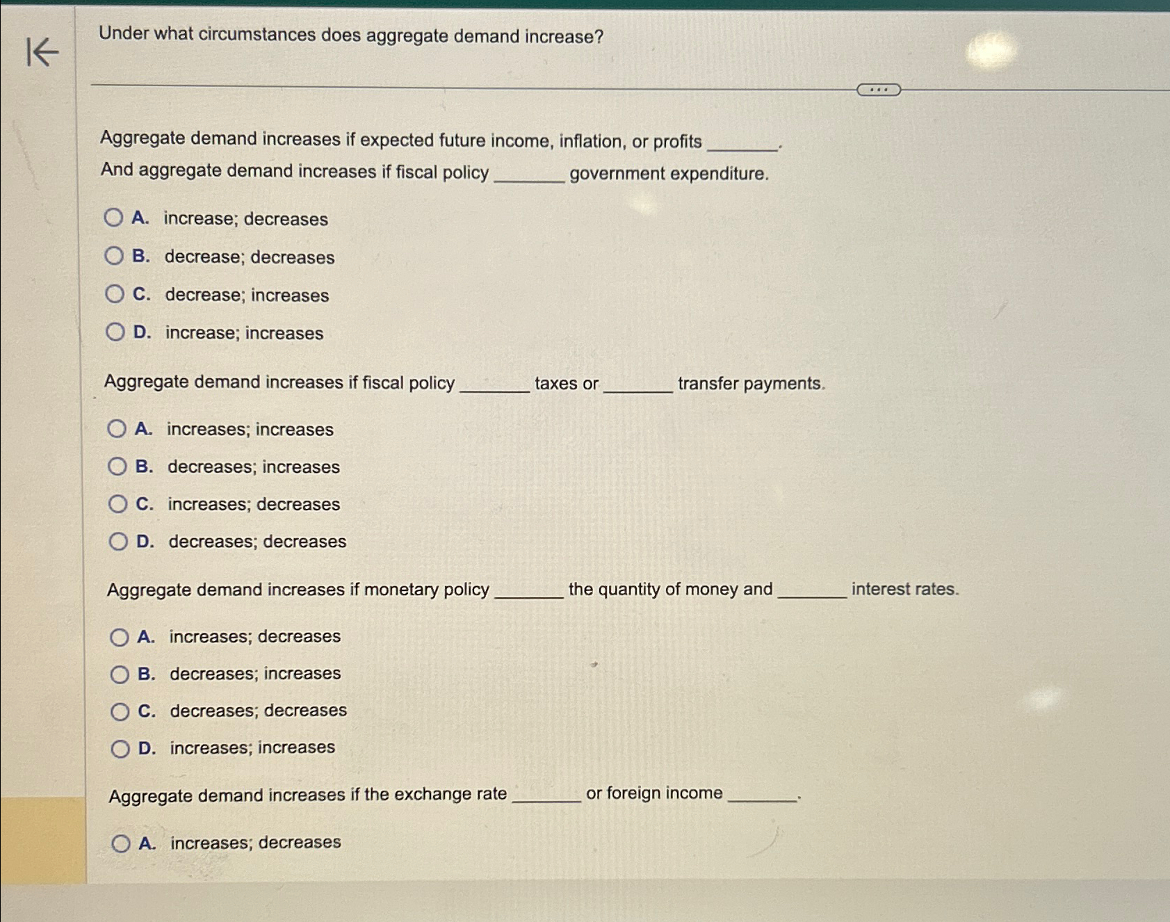 Solved Under what circumstances does aggregate demand | Chegg.com