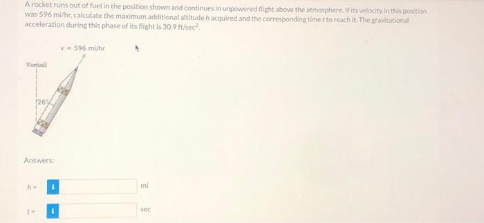 Solved A rocket runs out of fuel in the position shown and | Chegg.com