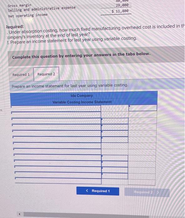Solved Exercise 6-2 (Algo) Variable Costing Income | Chegg.com