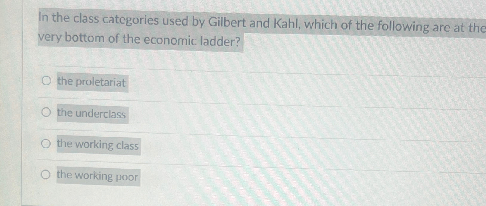 Solved In the class categories used by Gilbert and Kahl, | Chegg.com
