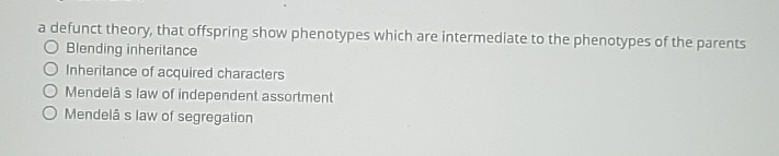 Solved a defunct theory, that offspring show phenotypes | Chegg.com