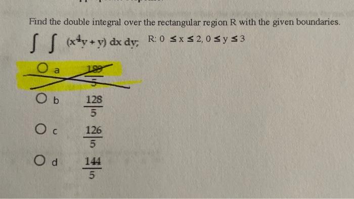 Solved Find the double integral over the rectangular region | Chegg.com