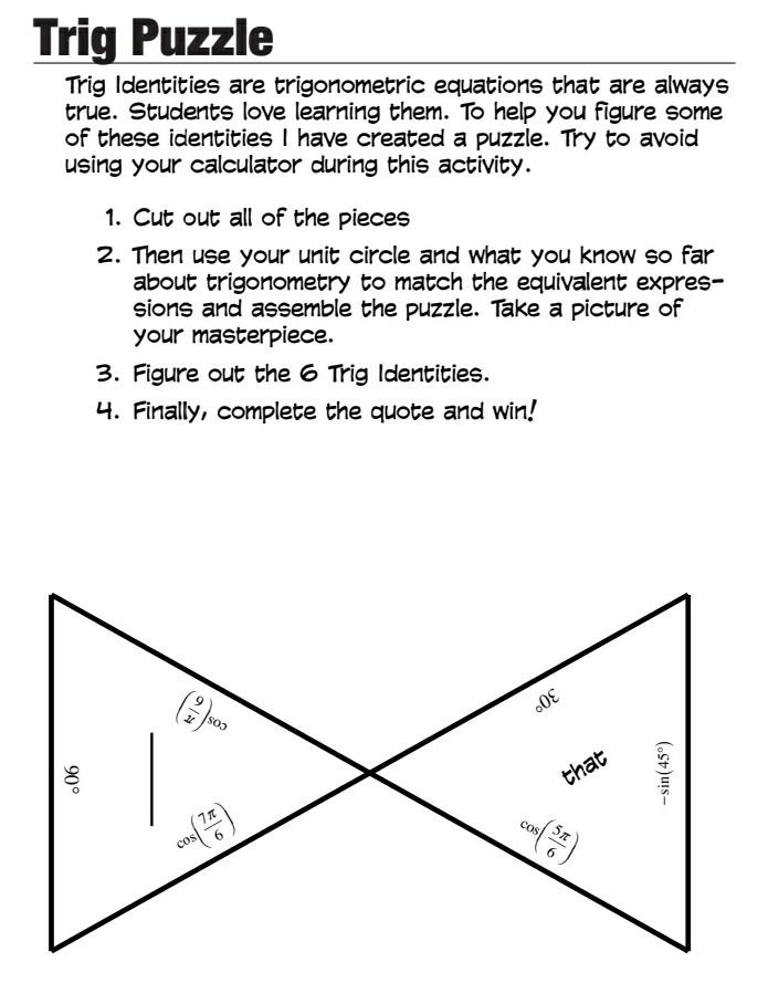 Solved Trig Puzzle Trig Identities are trigonometric | Chegg.com