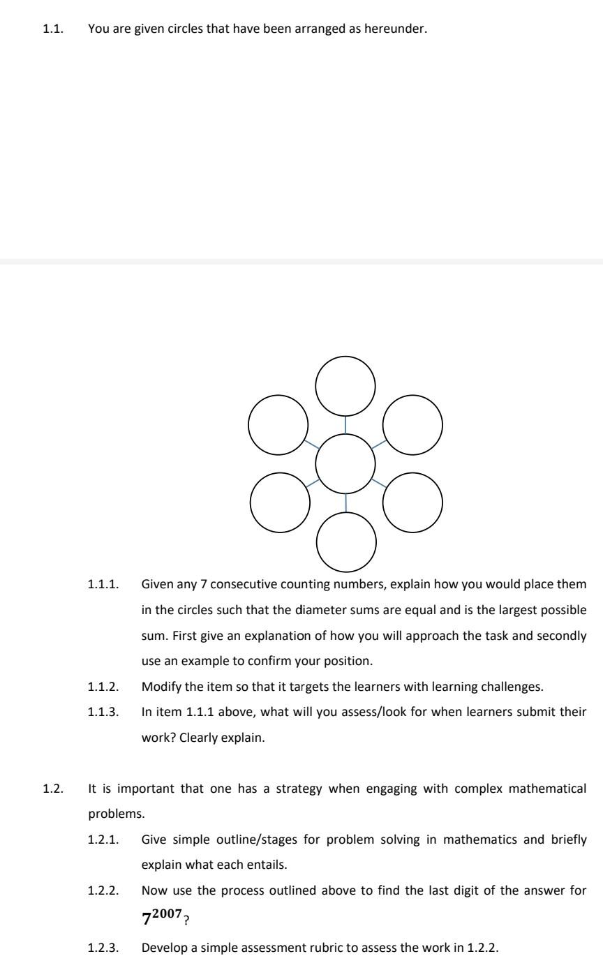 1.1. You are given circles that have been arranged as | Chegg.com
