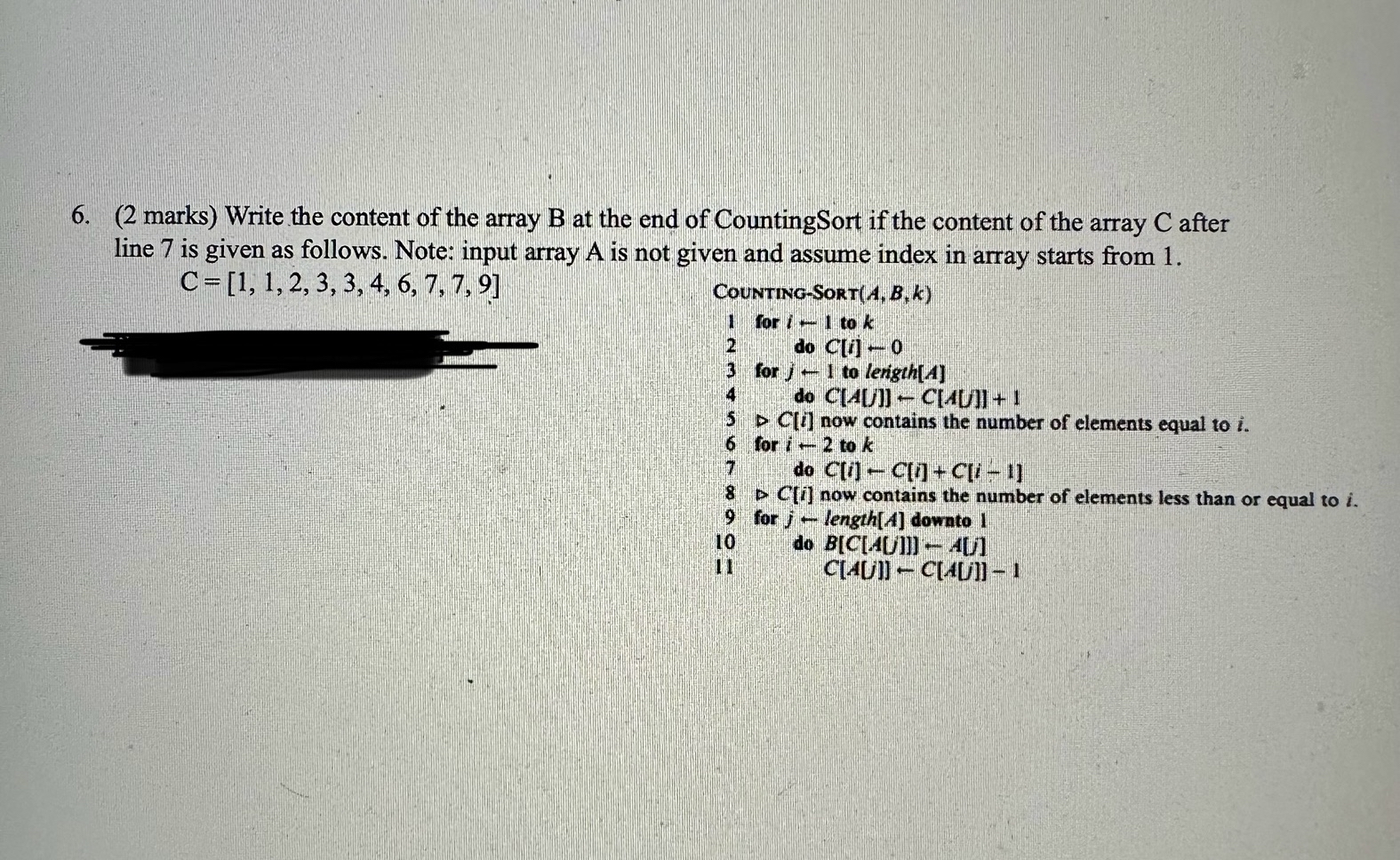 Solved (2 ﻿marks) ﻿Write the content of the array B at the | Chegg.com