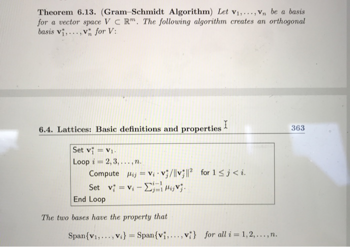 Solved 6.6. Use the Gram Schmidt algorithm (Theorem 6.13) to | Chegg.com