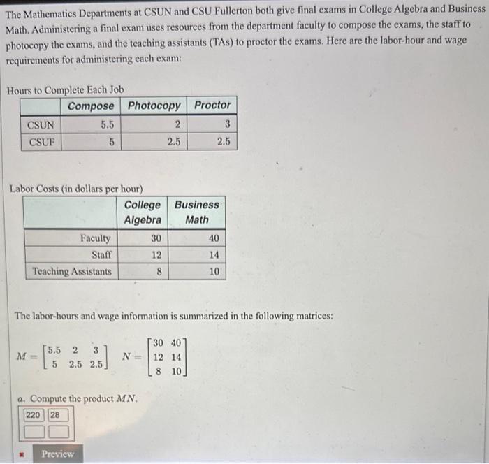 Solved The Mathematics Departments at CSUN and CSU Fullerton | Chegg.com