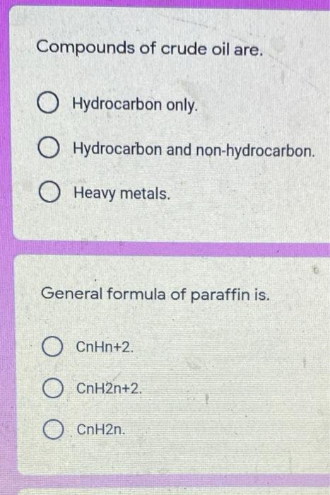 Solved Crude oil is. O Mixture of hydrocarbon. Complex | Chegg.com