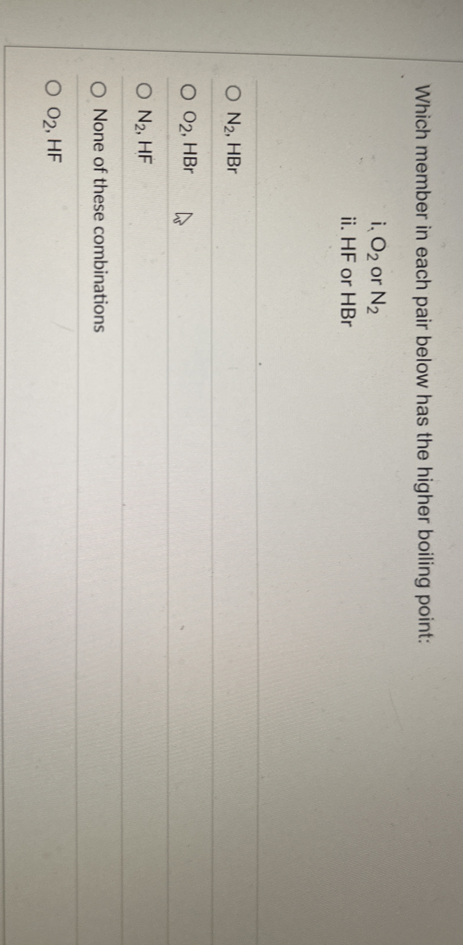 Solved Which member in each pair below has the higher | Chegg.com