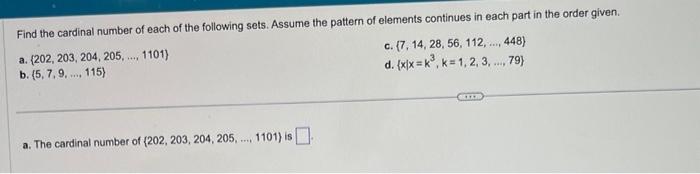 Find the cardinal number of each of the following | Chegg.com