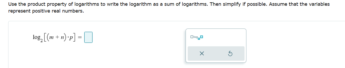 Solved Use the product property of logarithms to write the | Chegg.com