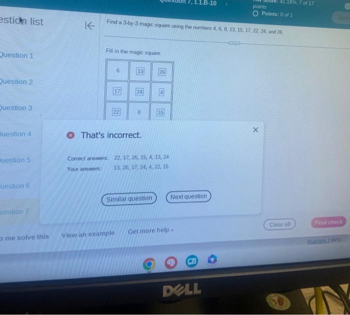 Solved Find a 3 by -3 magic square using the nambers \\( | Chegg.com