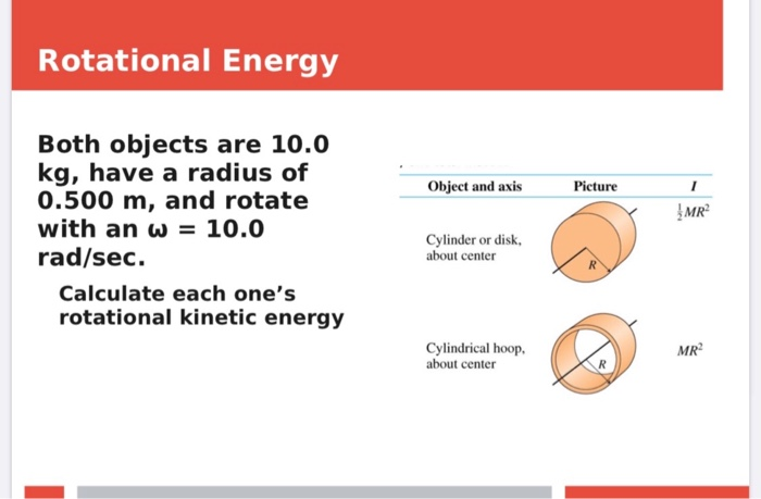 Solved Rotational Energy Object and axis Picture 1 MR Both | Chegg.com
