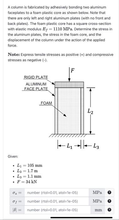 Solved A column is fabricated by adhesively bonding two | Chegg.com