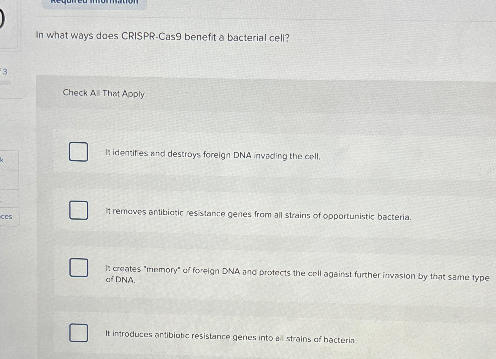 Solved In what ways does CRISPR-Cas9 ﻿benefit a bacterial | Chegg.com