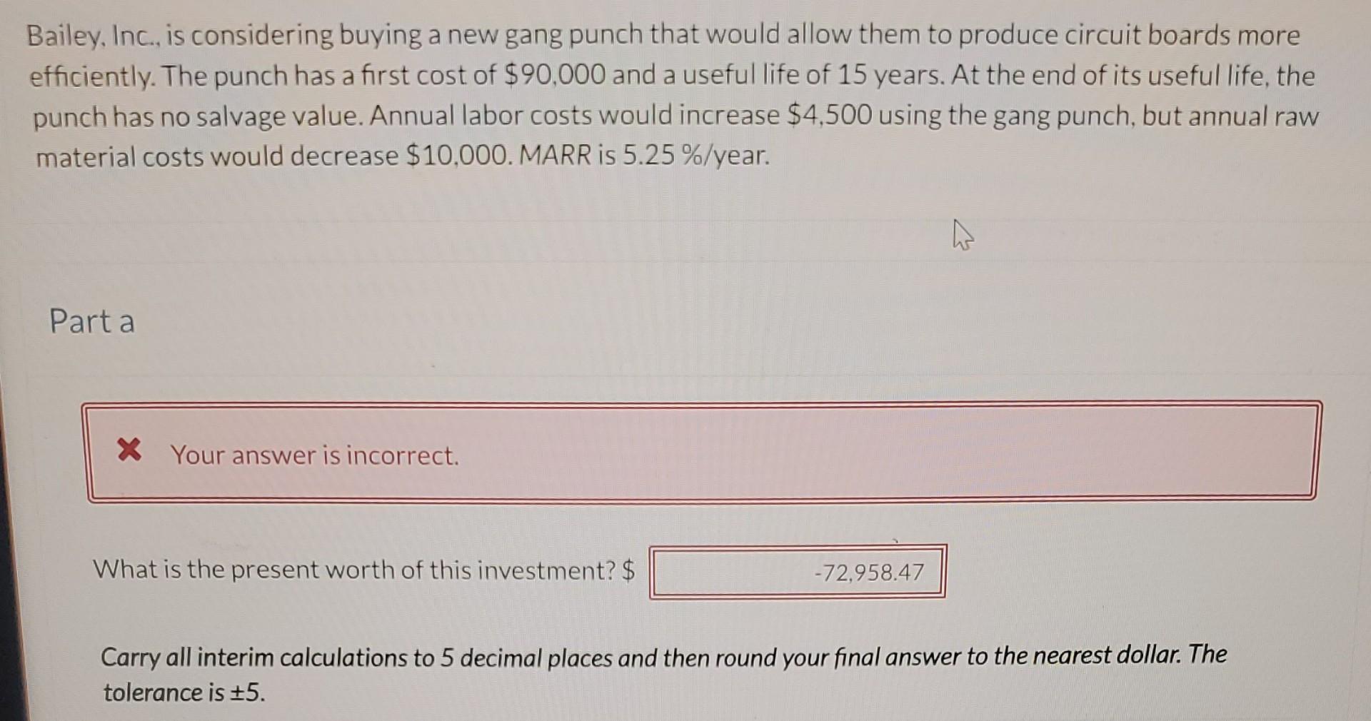 Solved Bailey, Inc., is considering buying a new gang punch | Chegg.com