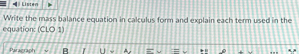 Solved Write the mass balance equation in calculus form and | Chegg.com