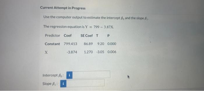 Solved Current Attempt in Progress Use the computer output | Chegg.com