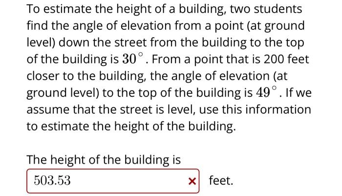 Solved To estimate the height of a building, two students | Chegg.com