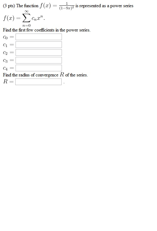 The function f(x) = 1/(1-9x)2 is represented as a | Chegg.com
