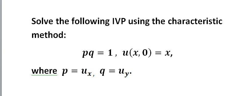 Solved Solve the following IVP using the characteristic | Chegg.com