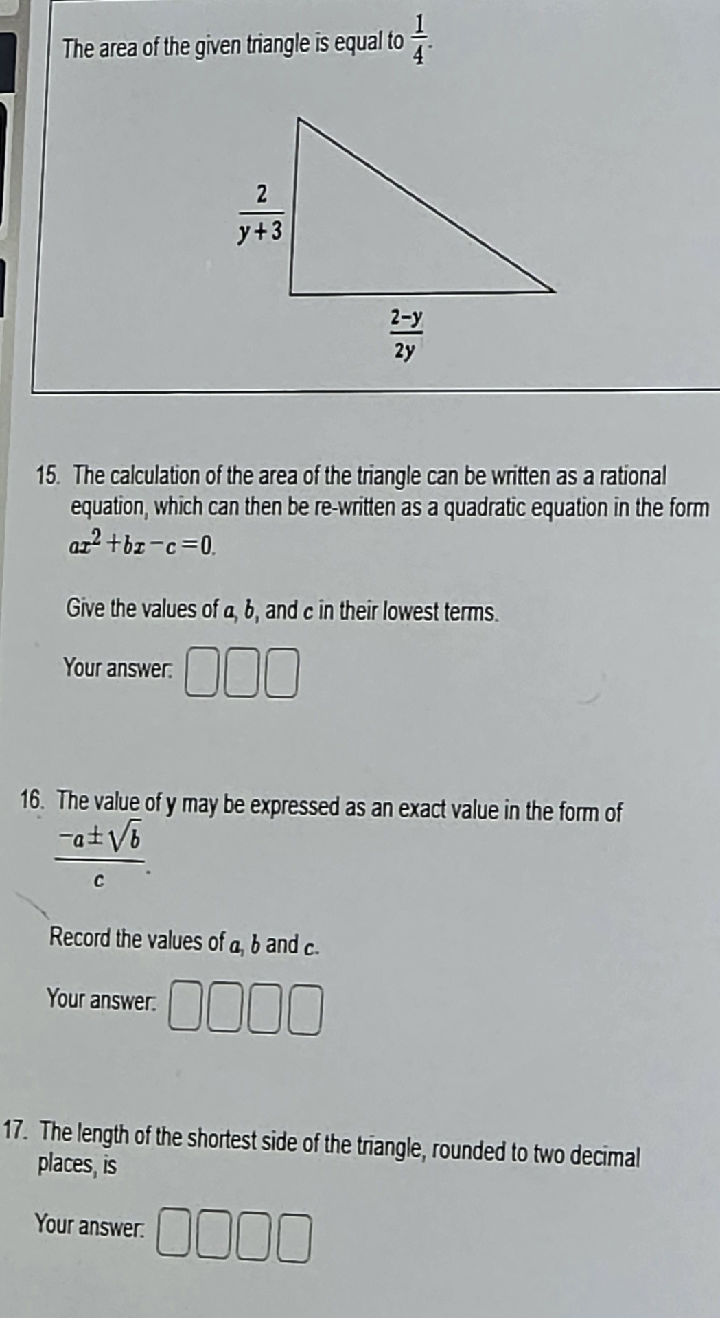 Solved The area of the given triangle is equal to 14.15. | Chegg.com