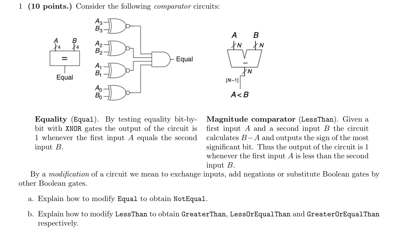 Solved 1 (10 ﻿points.) ﻿Consider the following comparator | Chegg.com