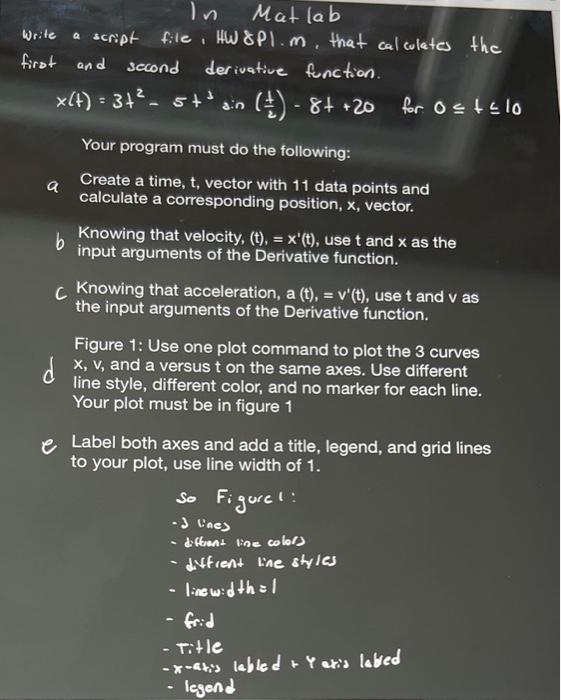 Solved In Mat lab Write a script file. HW HP1.m, that | Chegg.com