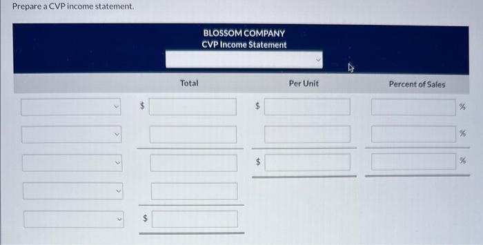 Solved Blossom Company has the following information | Chegg.com