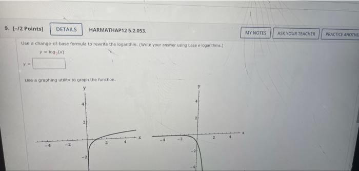 Solved 9. 1-/2 Points) DETAILS HARMATHAP12 5.2.053. MY NOTES | Chegg.com Solved 9. 1-/2 Points) DETAILS HARMATHAP12 5.2.053. MY NOTES | Chegg.com