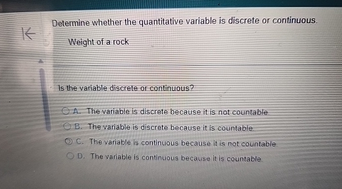 Solved Determine whether the quantitative variable is | Chegg.com