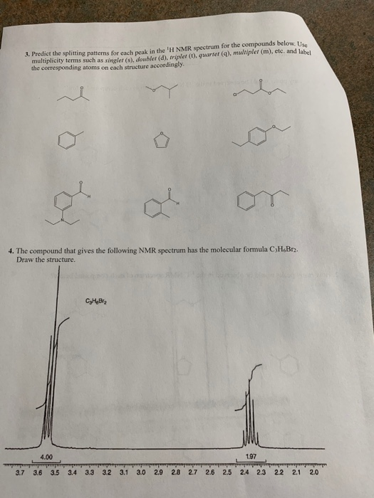 Solved Predict the splitting patterns for each peak in the | Chegg.com