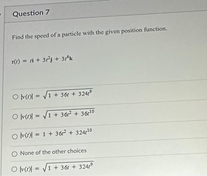 Solved Find the speed of a particle with the given position | Chegg.com