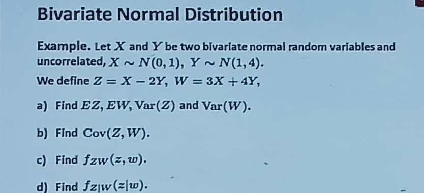 Solved Bivariate Normal DistributionExample. Let x ﻿and Y | Chegg.com